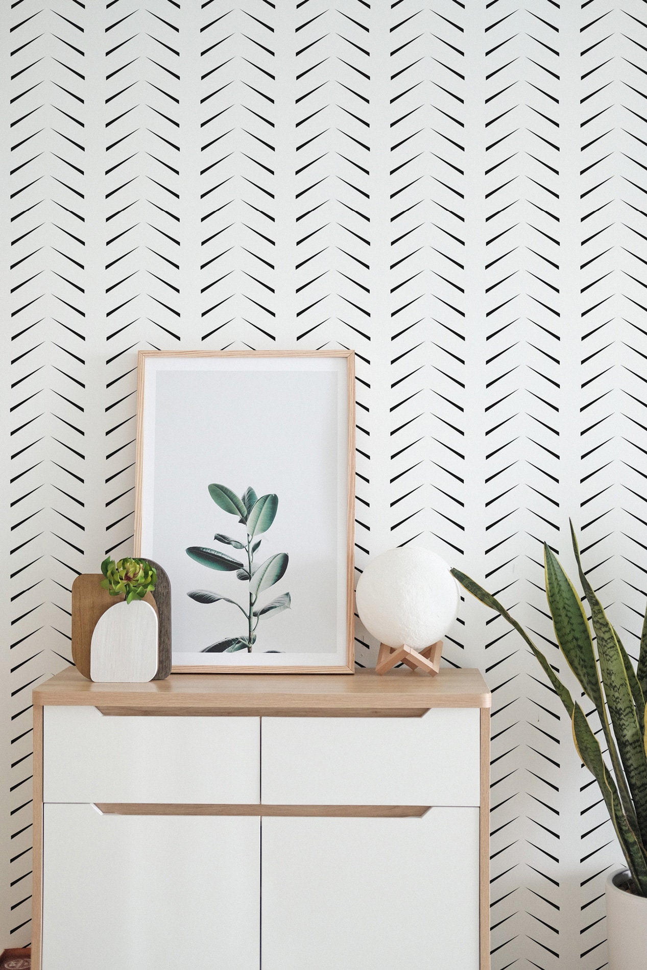 Simple herringbone wallpaper / herringbone stick and peel | Etsy