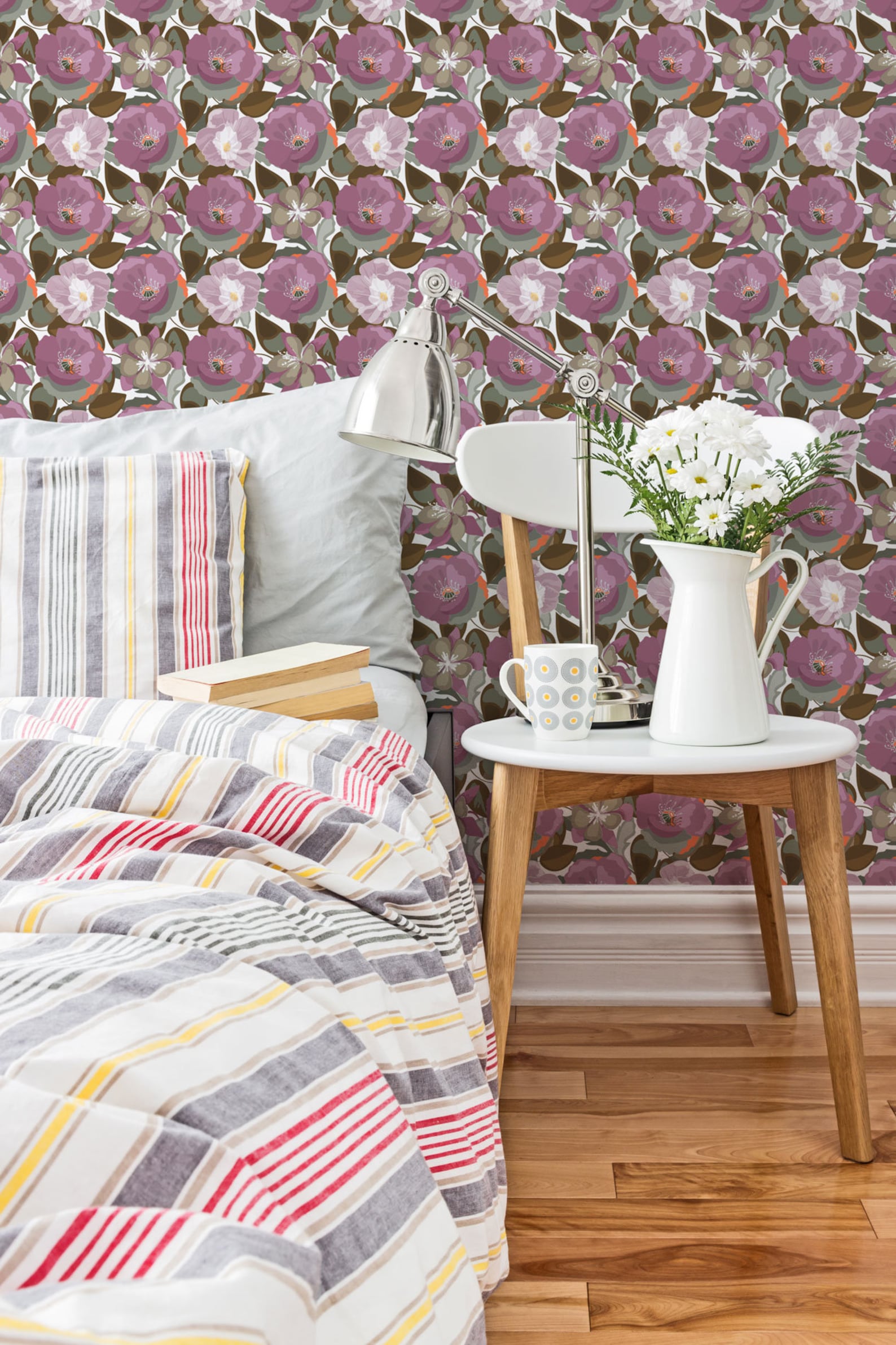 Purple Floral Peel and Stick Wallpaper / Seamless Removable - Etsy