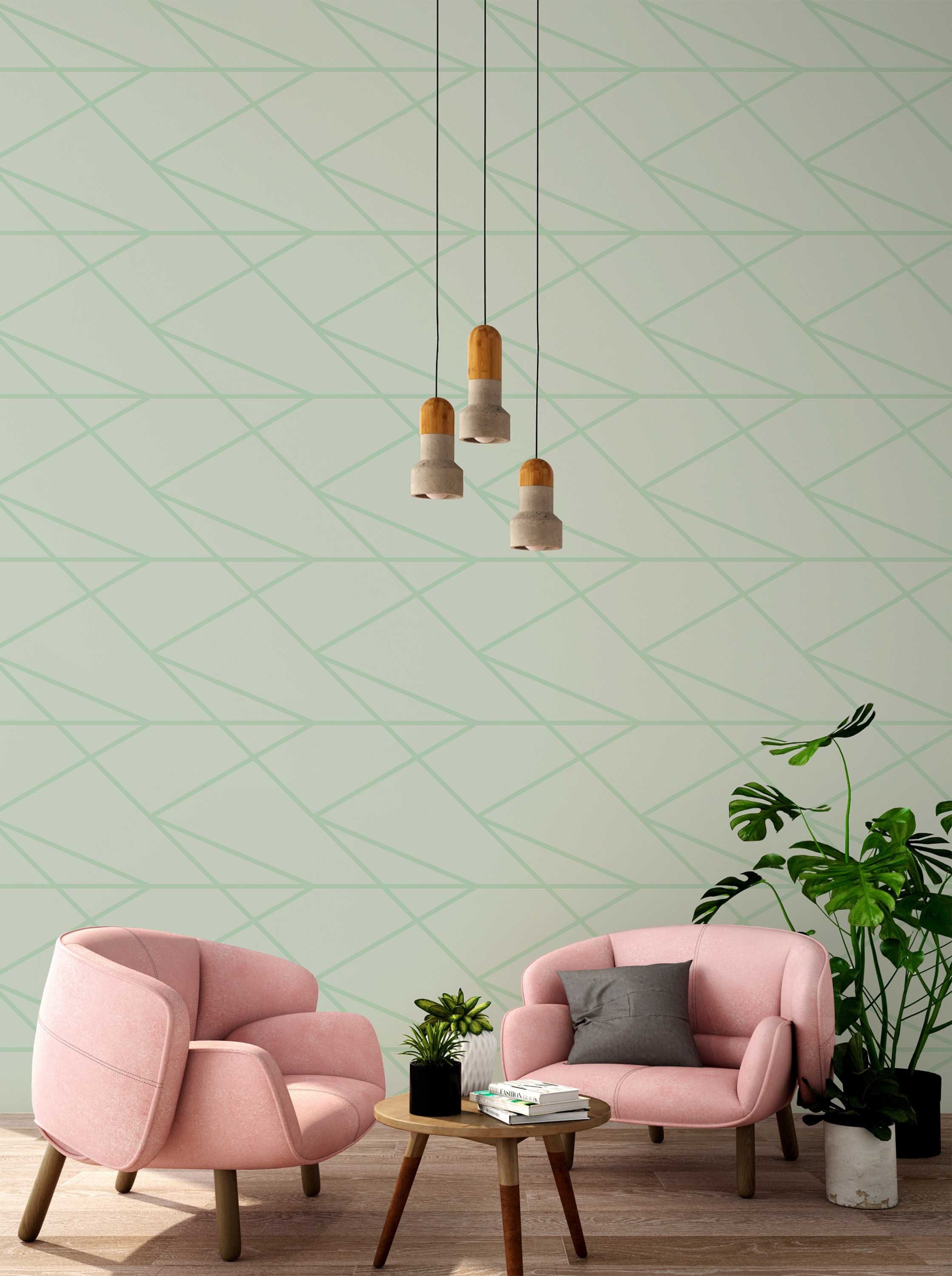 Sage Geometry Wallpaper - Peel and Stick Wallpaper or Non Pasted ...