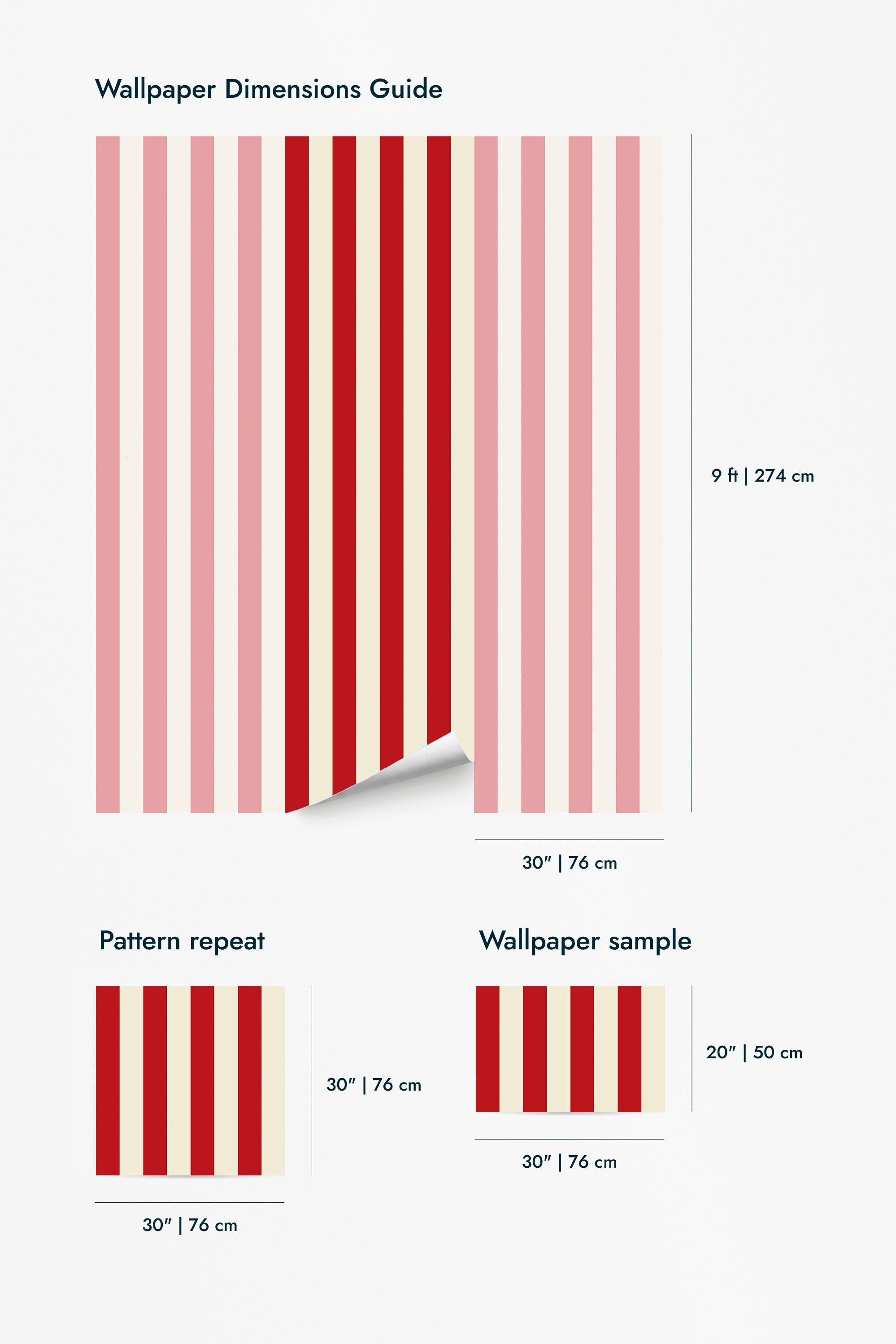Vintage Red Cream Stripes Kitchen Wallpaper | Bold Vertical Stripe ...