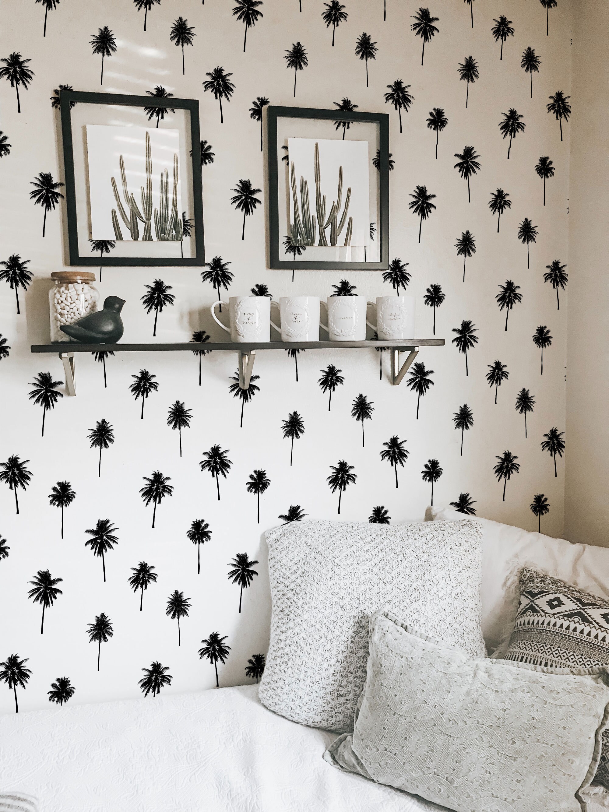 Minimalistic Palm Tree Peel and Stick Wallpaper / Tropical - Etsy