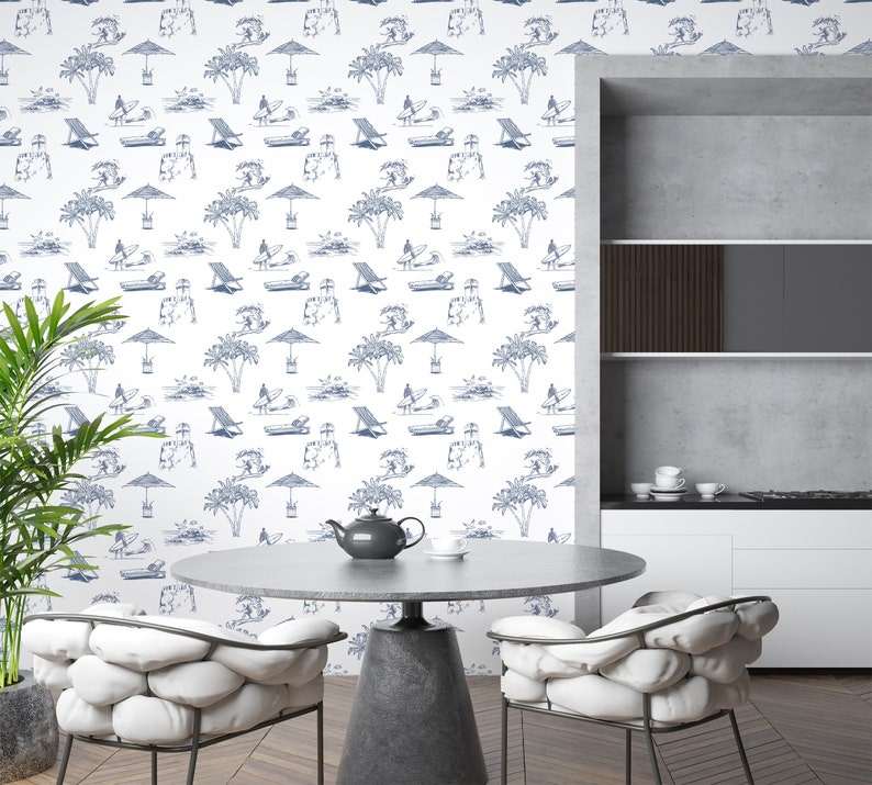 Toile Beach Peel and Stick Wallpaper / Beach Removable - Etsy