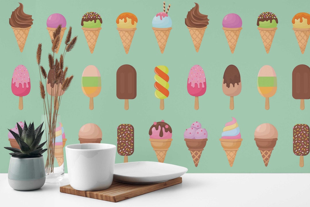 Colorful Ice Cream Wallpaper - Peel and Stick Wallpaper or Non Pasted ...