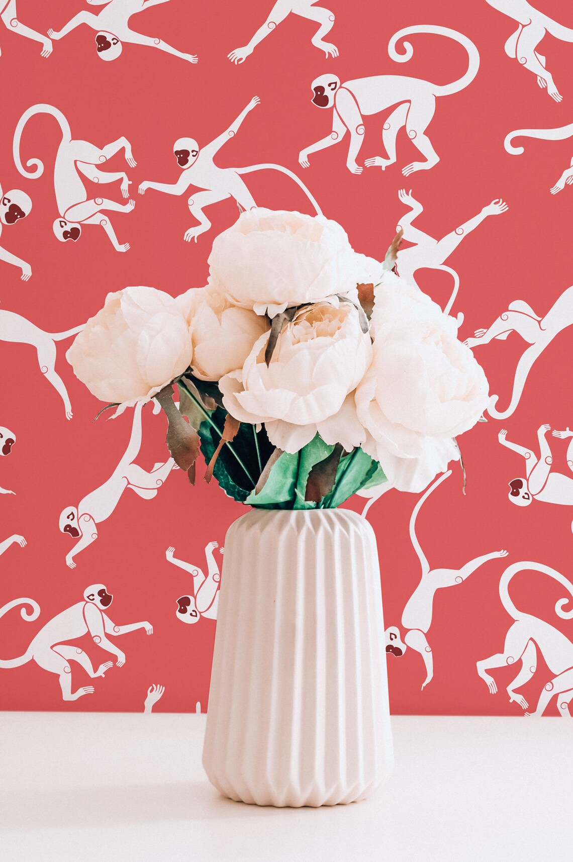 Red monkey peel and stick wallpaper / colorful stick and peel | Etsy