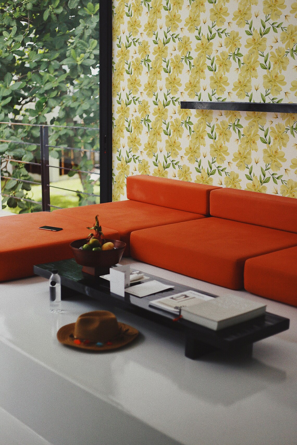 Yellow Floral Peel and Stick Wallpaper / Seamless Removable - Etsy