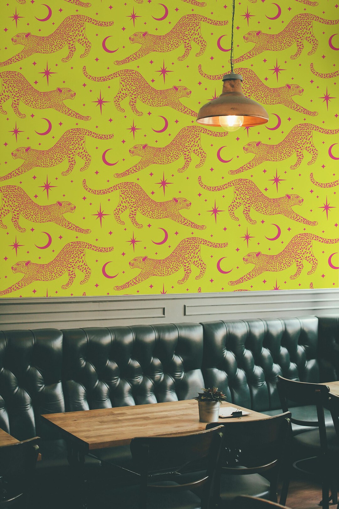 Chartreuse Leopard Wallpaper | Bright Greenpeel and Stick Removable ...