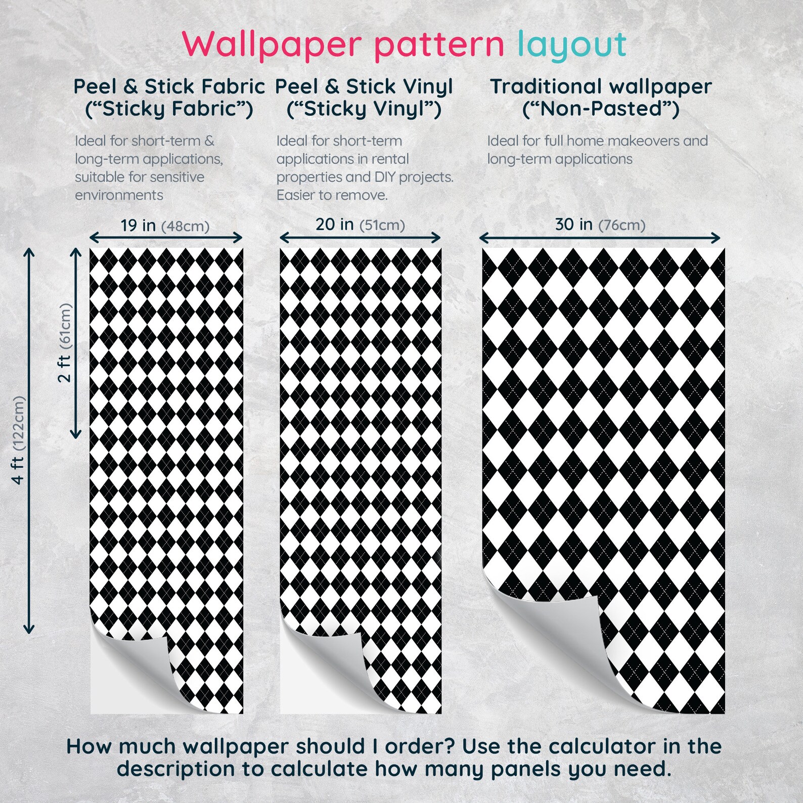 Harlequin Pattern Removable Wallpaper / Geometric Peel and Stick ...