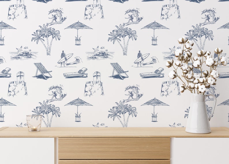 Toile Beach Peel and Stick Wallpaper / Beach Removable - Etsy