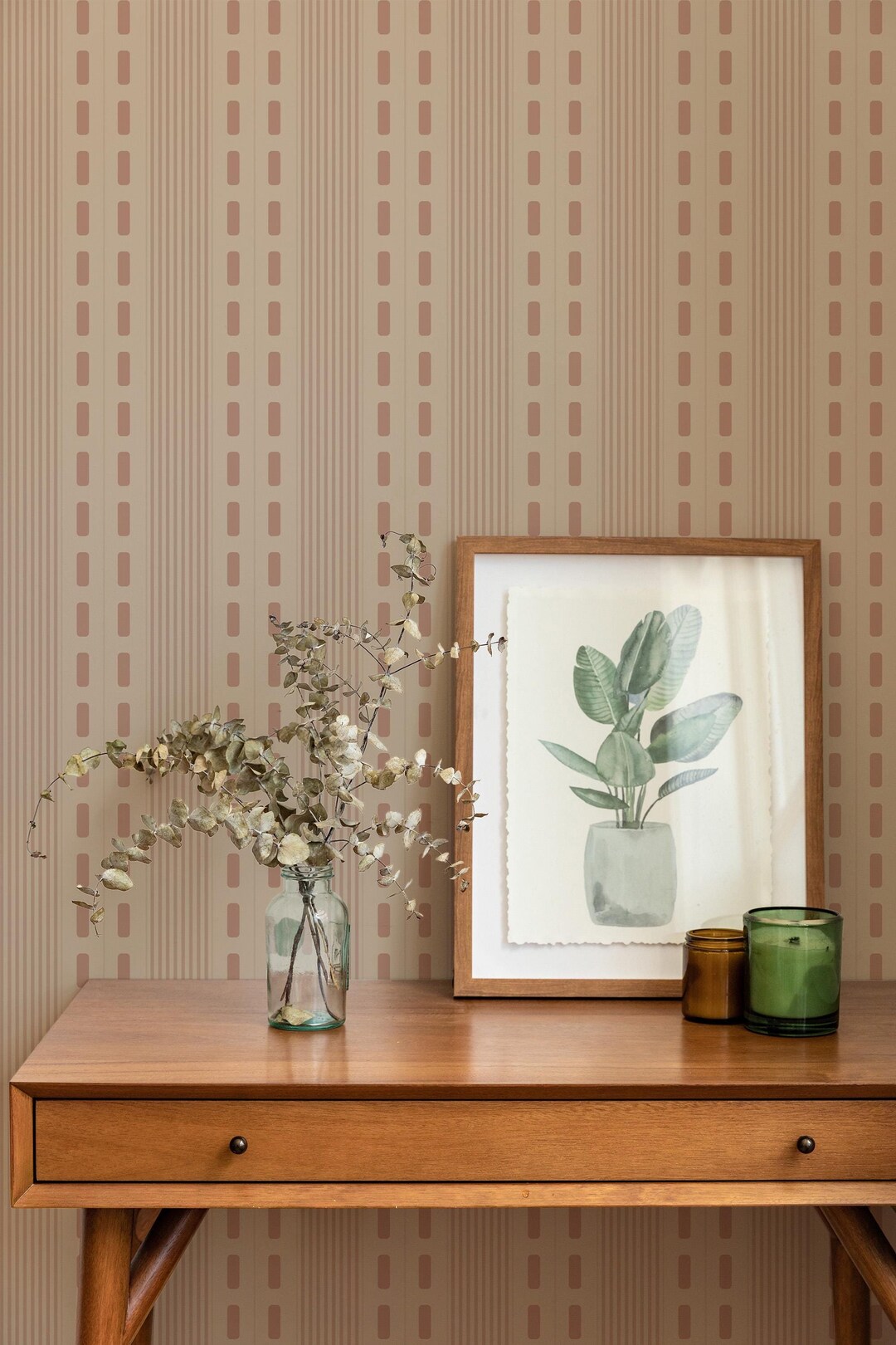 Retro Striped Wallpaper - Peel and Stick Wallpaper or Non Pasted ...