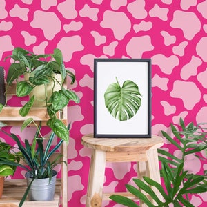 Pink Cow Pattern Wallpaper - Peel and Stick Wallpaper or Non Pasted ...