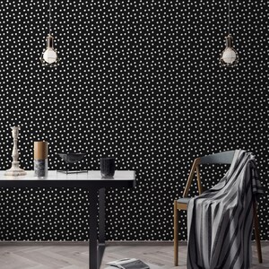 Black Polka Dot Peel and Stick Wallpaper / Bold Polka Dot Removable ...
