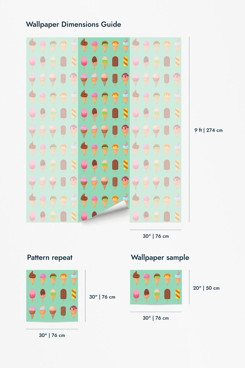 Colorful Ice Cream Wallpaper - Peel and Stick Wallpaper or Non Pasted ...