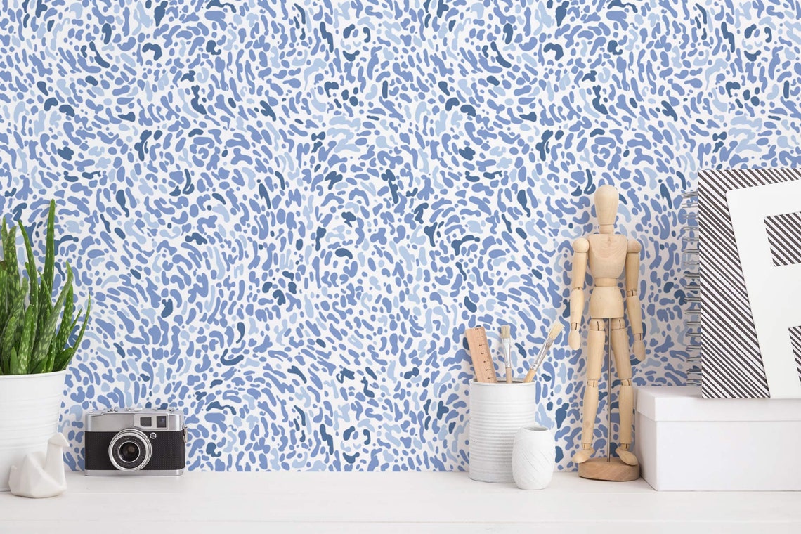 Abstract Blue Removable Wallpaper / Self-adhesive or - Etsy