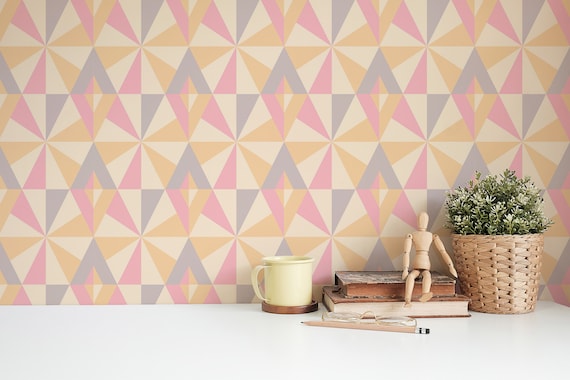 Colorful Retro Removable Wallpaper / Self-adhesive Wallpaper / - Etsy