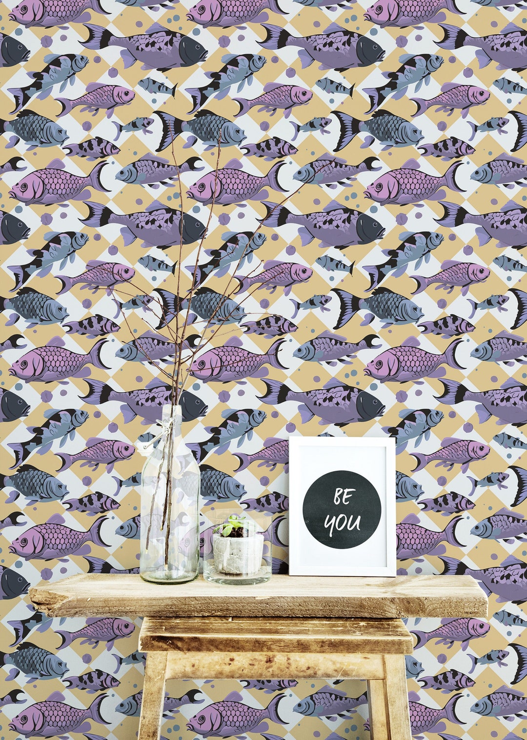 Bold Fish Wallpaper - Peel and Stick Wallpaper or Non Pasted Wallpaper ...