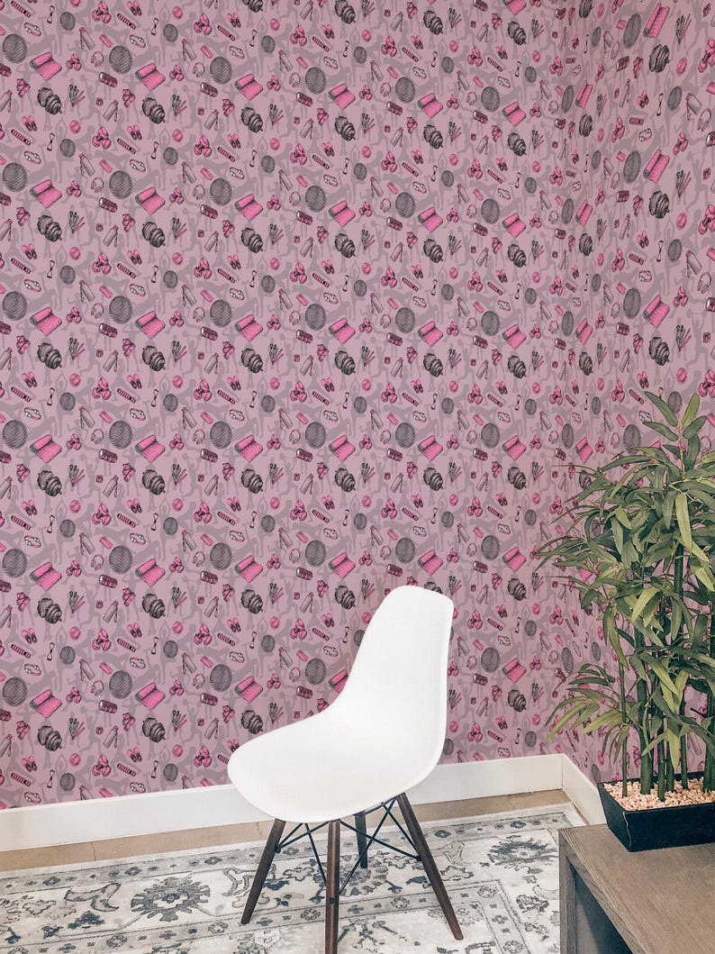 Pink Workout Wallpaper: Feminine Athletic Pattern (non-pasted, Pre ...