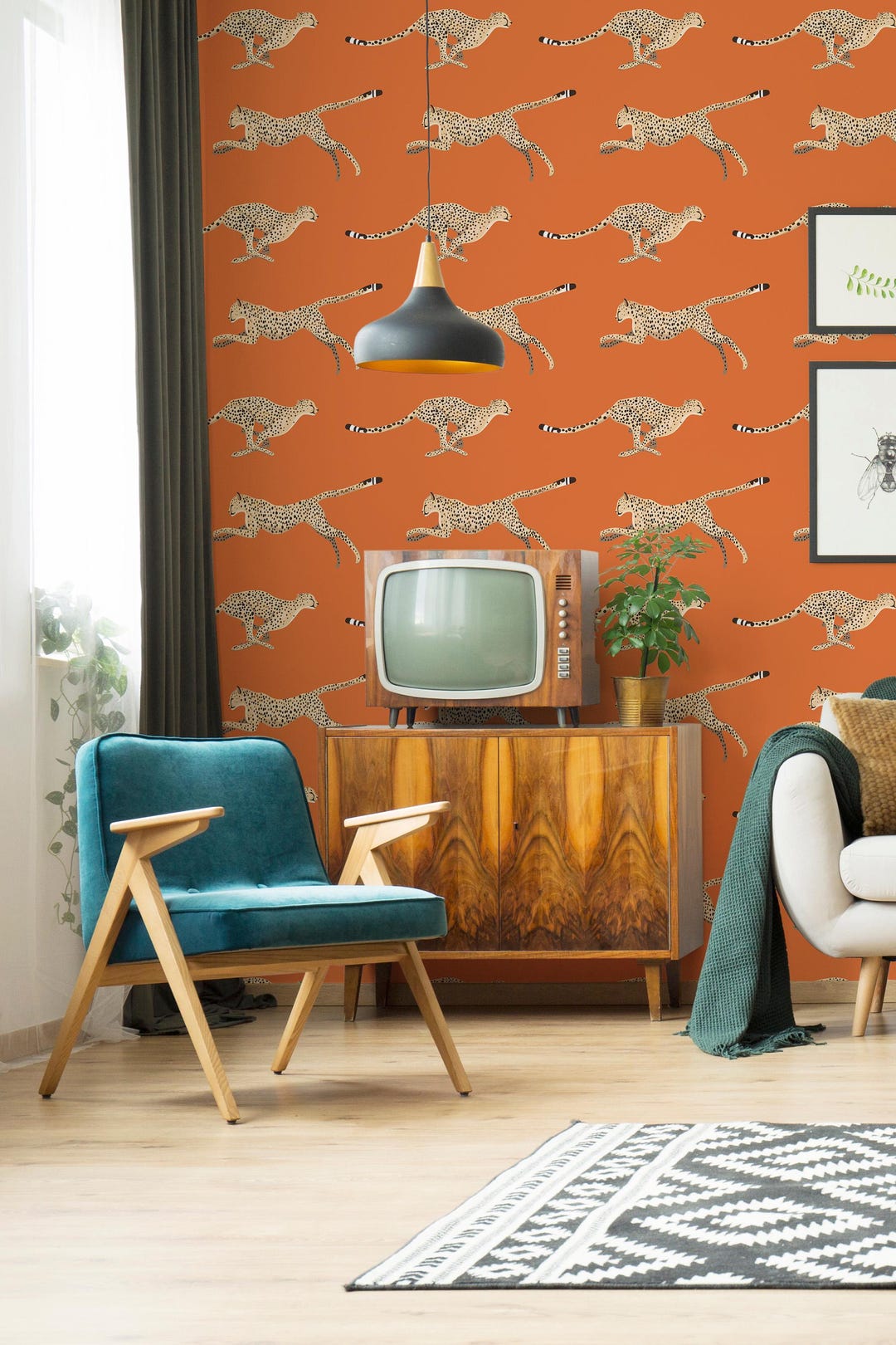 Orange Cheetah Wallpaper | Bright Orange Animal Peel and Stick ...