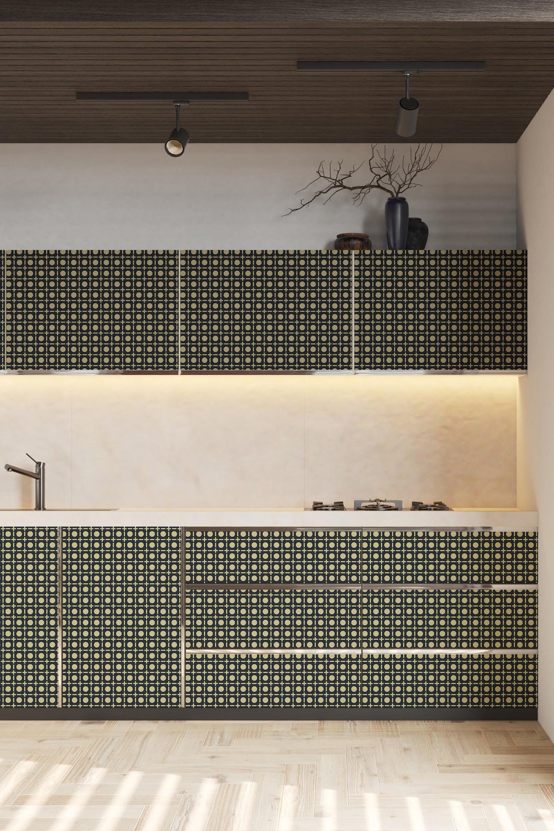 Rattan Pattern Kitchen Cabinet Wallpaper - Peel & Stick Wallpaper for ...