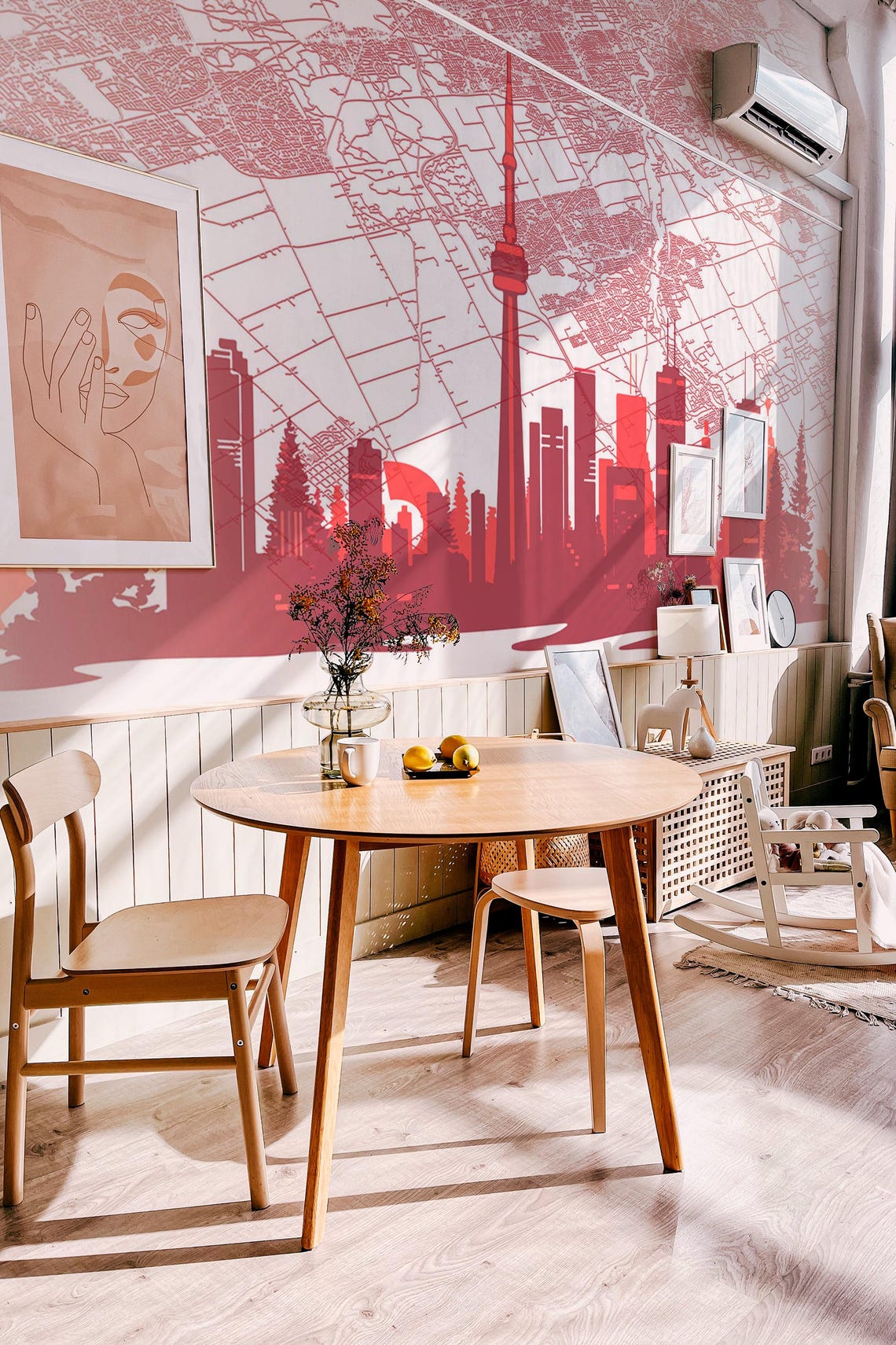 Ottawa Skyline Wallpaper Mural: Layered Canada City Map Line Art (peel ...