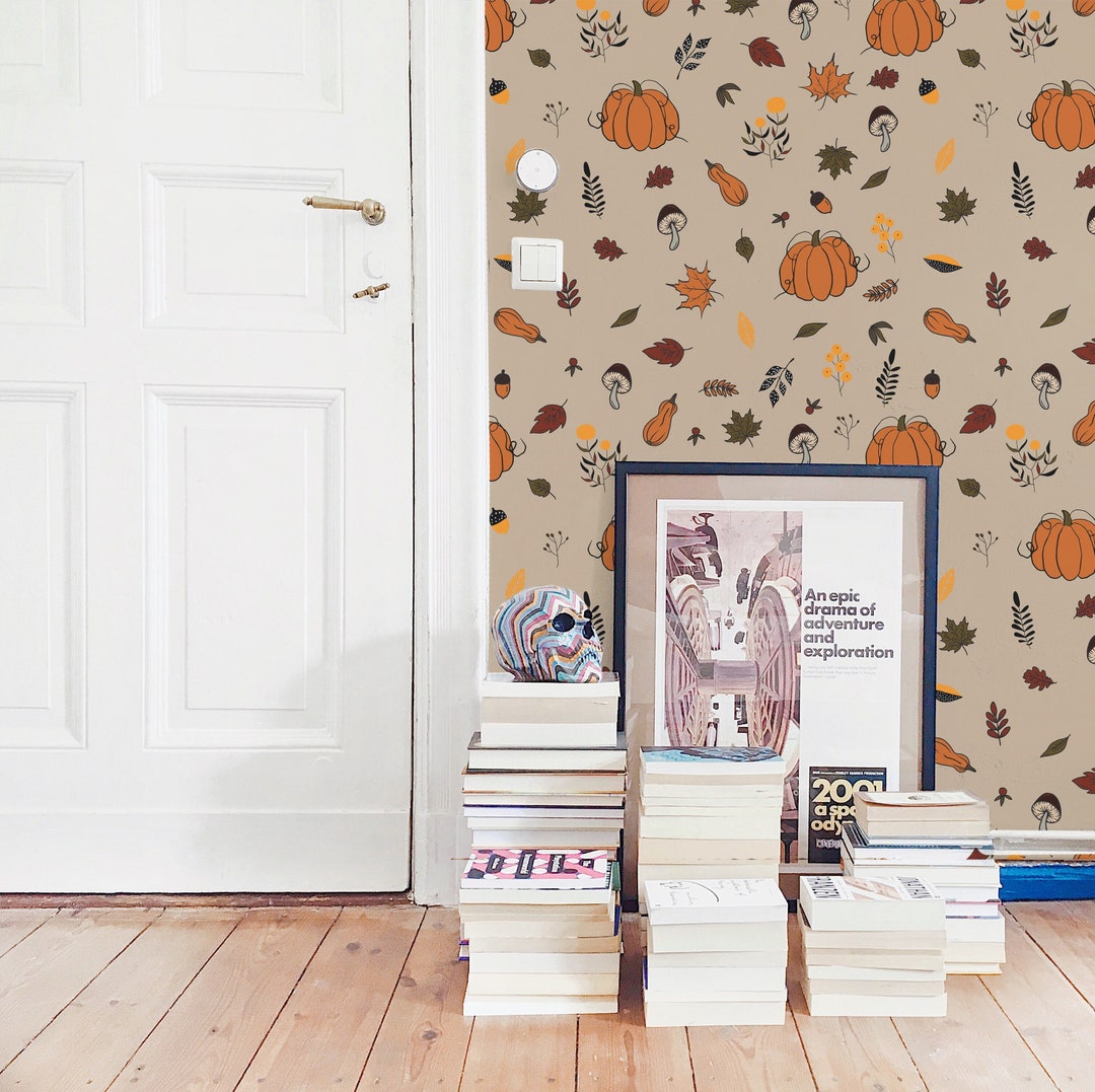 Buy Fall Peel and Stick Wallpaper / Pattern Removable Wallpaper / Beige Wallpaper - Self ...