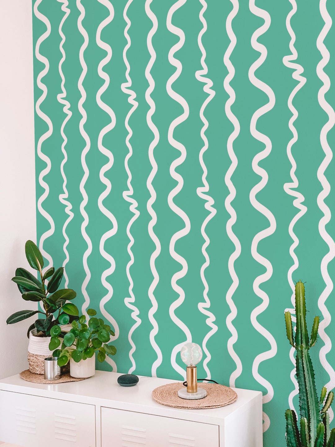 Squiggly Lines Peel and Stick Wallpaper / Squiggly Lines Removable ...