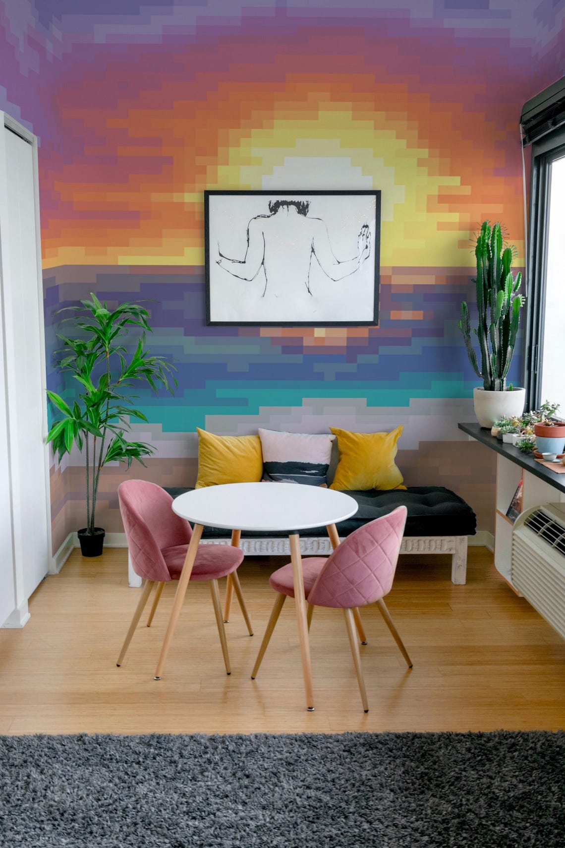 Pixel Sunset Wallpaper / Pixelated Beach Wall Mural / Retro 8 Bit ...