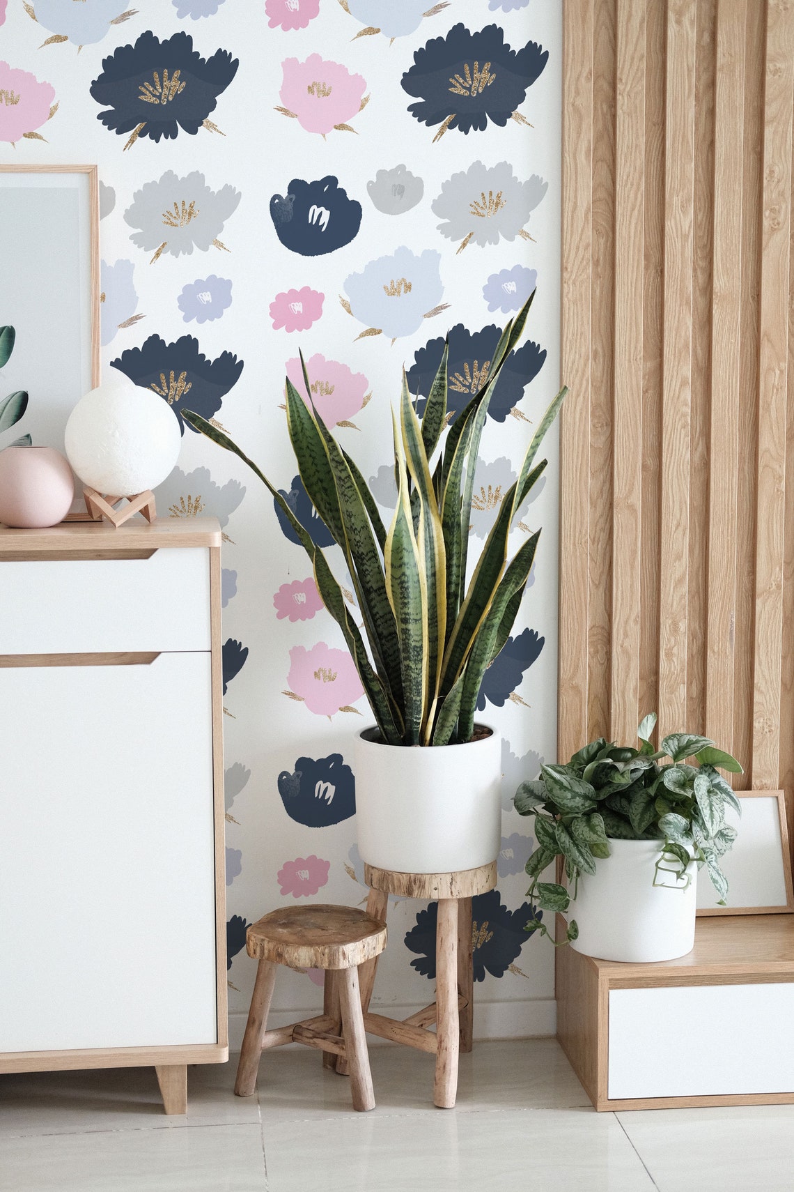Floral Peel and Stick Wallpaper / Bold Flower Removable Wallpaper ...