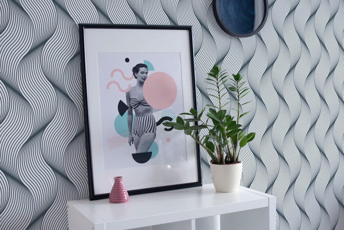 Wavy Peel and Stick Wallpaper / Contemporary Removable - Etsy