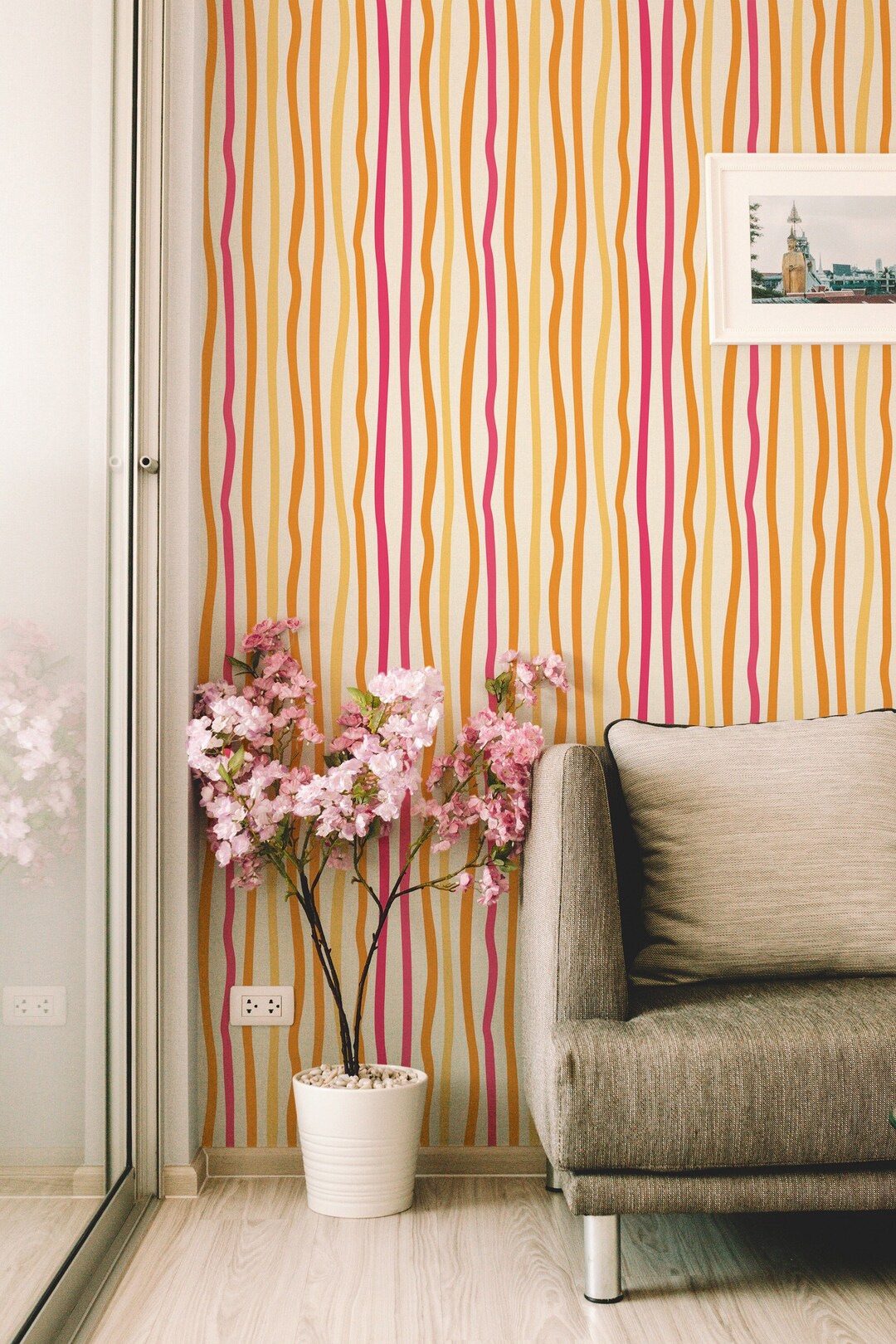 Funky Striped Wallpaper - Peel and Stick Wallpaper or Non Pasted ...