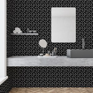 Black Polka Dot Peel and Stick Wallpaper / Bold Polka Dot Removable ...