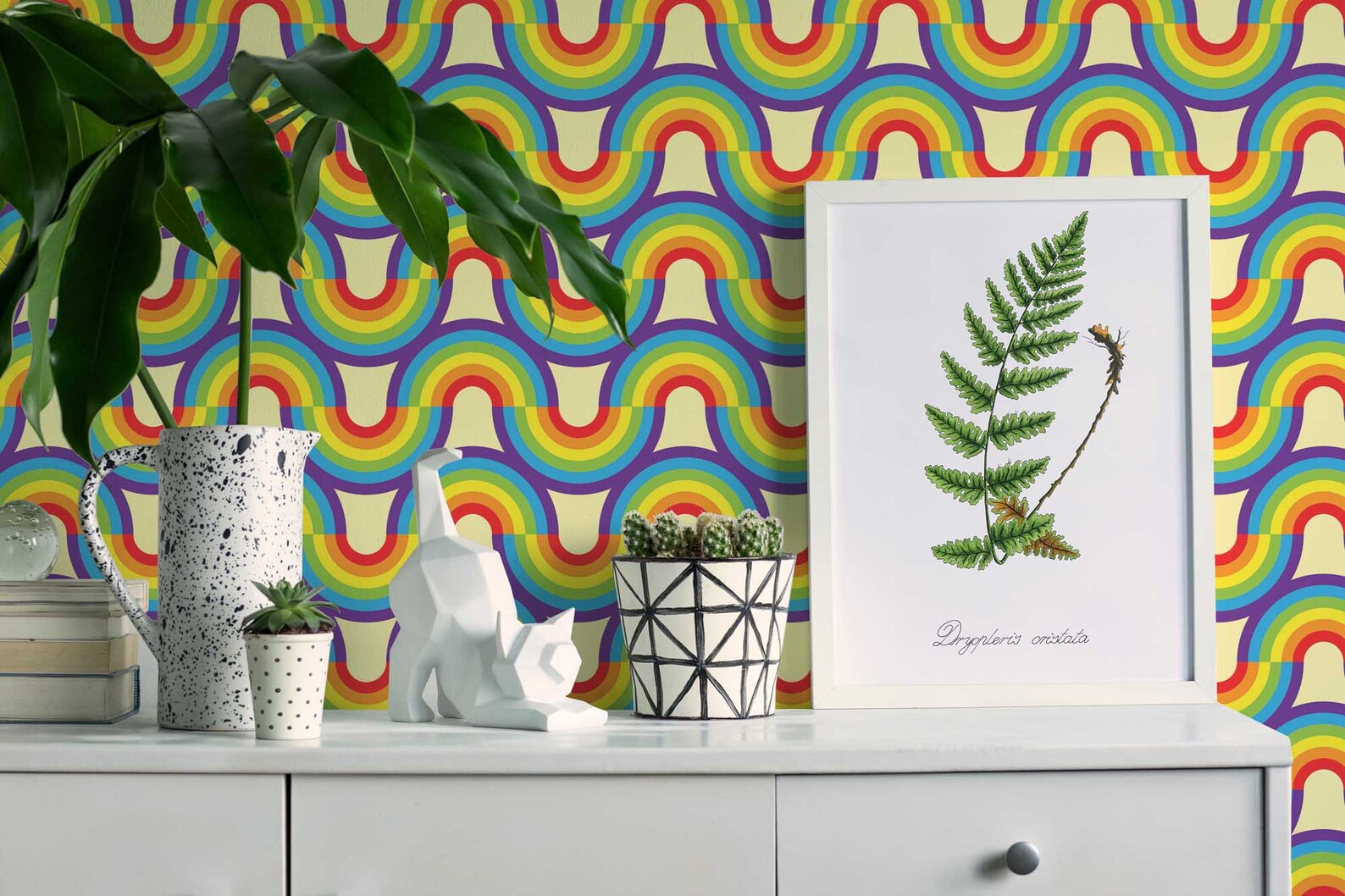 Retro Rainbow Waves Wallpaper - Peel and Stick Wallpaper or Non Pasted ...