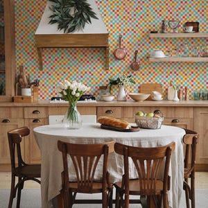 Groovy Retro Checker Kitchen Cabinet Wallpaper - Peel & Stick Wallpaper ...
