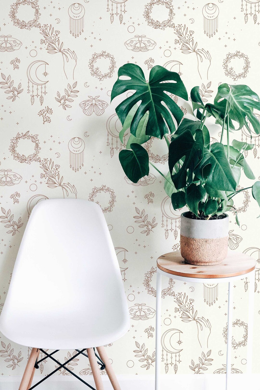 Light Boho Wallpaper - Peel and Stick Wallpaper or Non Pasted Wallpaper ...