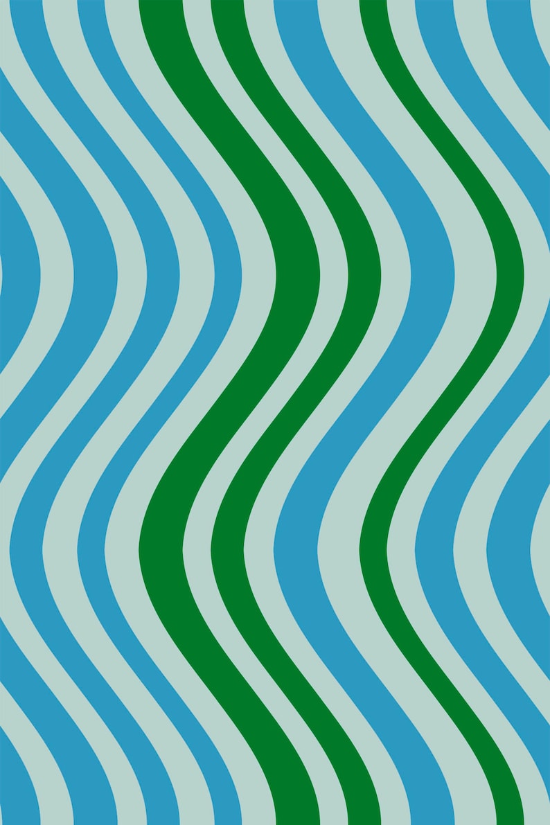 Groovy Peel and Stick Wallpaper / Line Art Removable Wallpaper / Blue ...