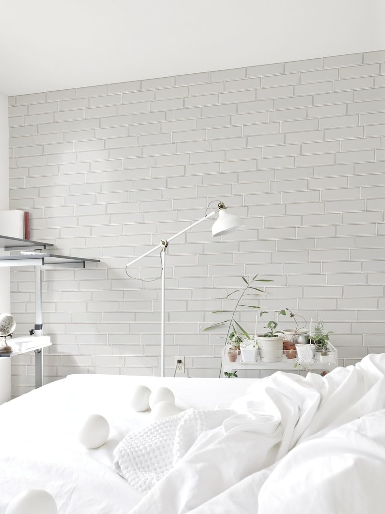White Brick Wallpaper / White Brick Removable Wallpaper / Faux | Etsy