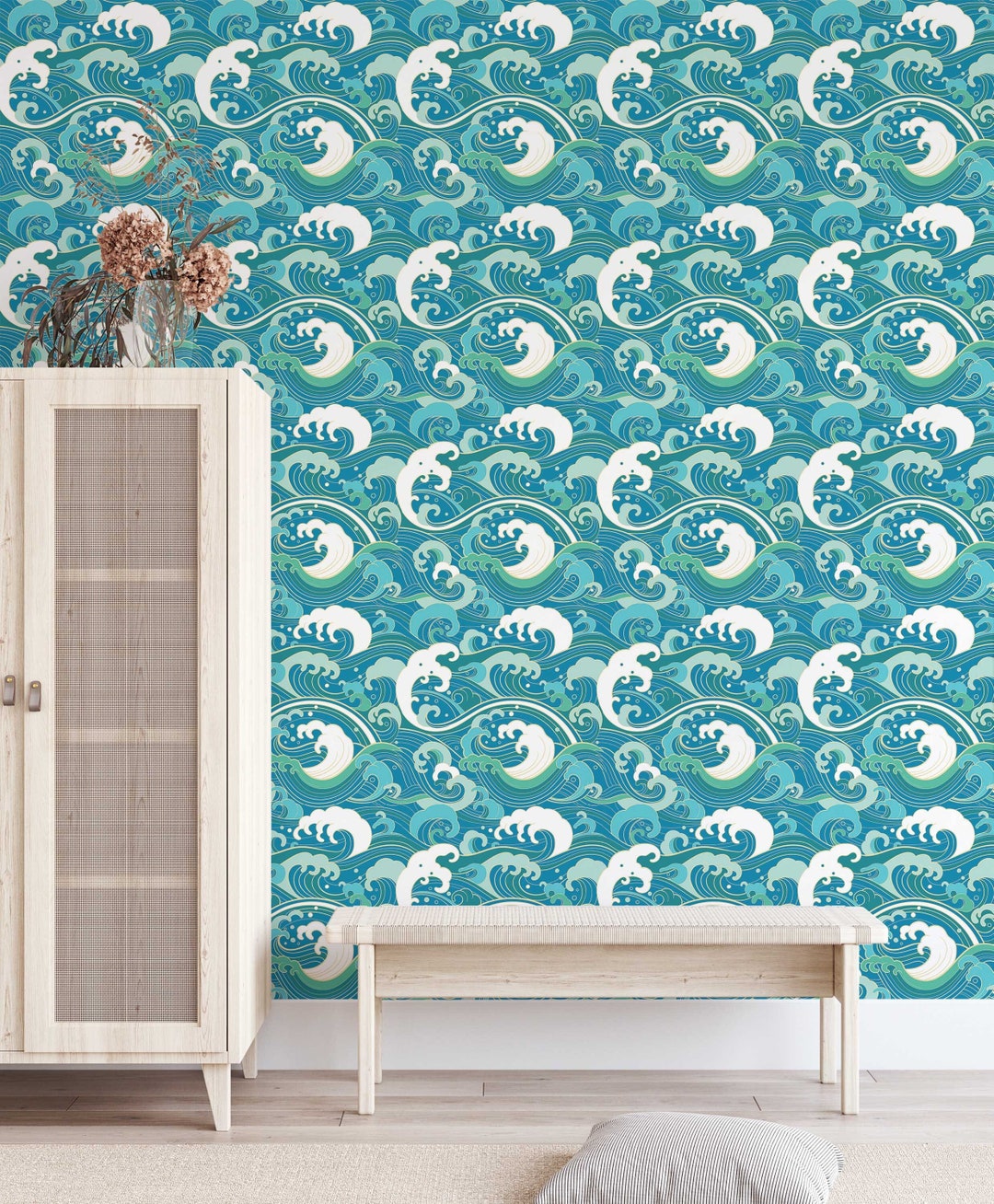 Fancy Waves Wallpaper - Peel and Stick Wallpaper or Non Pasted ...