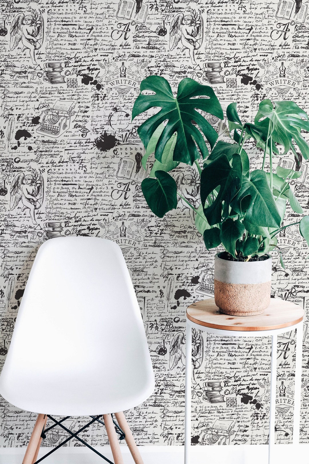 Handwriting Peel and Stick Wallpaper / Brush Stroke Removable Wallpaper ...