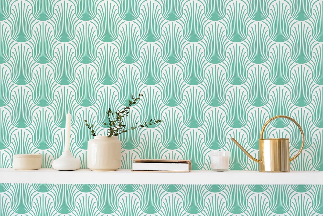 Turquoise Feathers Wallpaper - Peel and Stick Wallpaper or Non Pasted ...