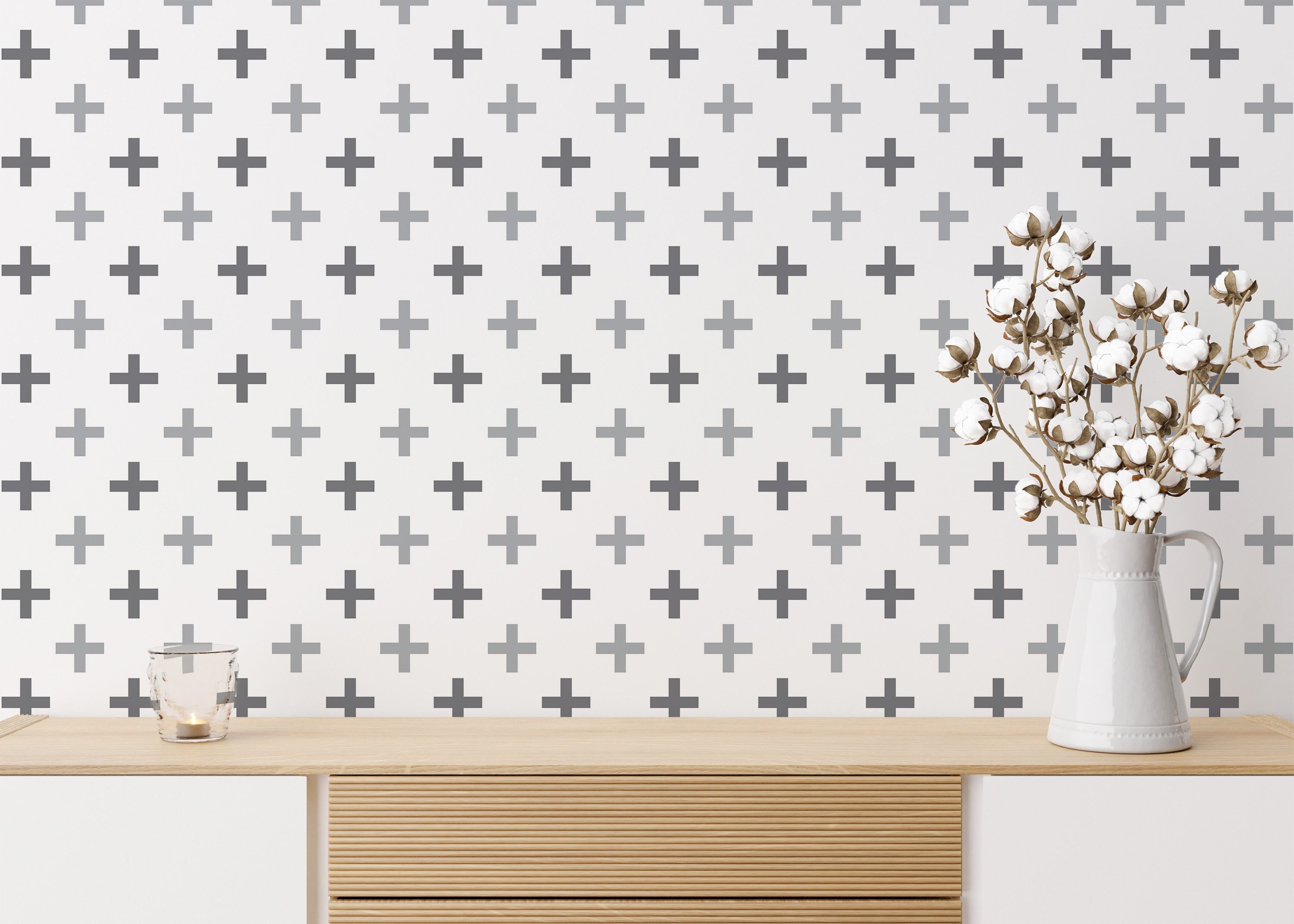 Plus Sign Removable Wallpaper / Minimalist Peel and Stick Wallpaper ...