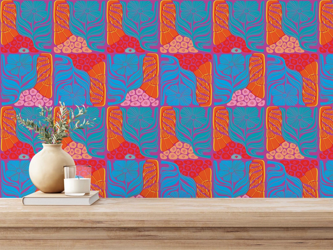 Bold Transparent Flowers Wallpaper - Peel and Stick Wallpaper or Non ...