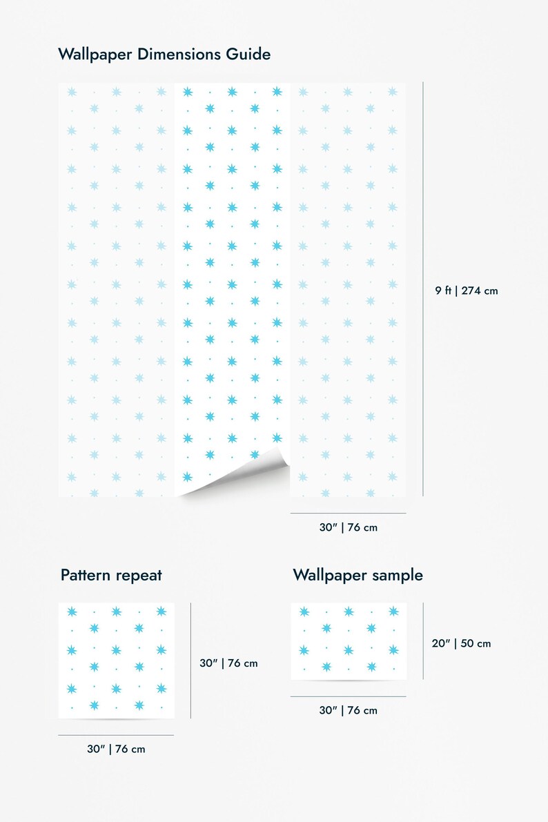 Blue Starburst Wallpaper: Retro Star Pattern (peel and Stick or Non ...