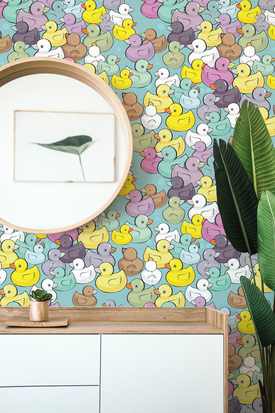 Rubber Ducks Peel and Stick Wallpaper / Ducks Removable Wallpaper ...