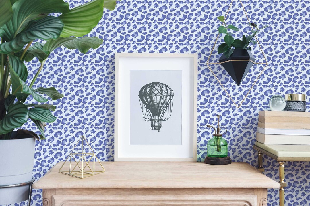 Blue Cheetah Print Wallpaper - Peel and Stick Wallpaper or Non Pasted ...