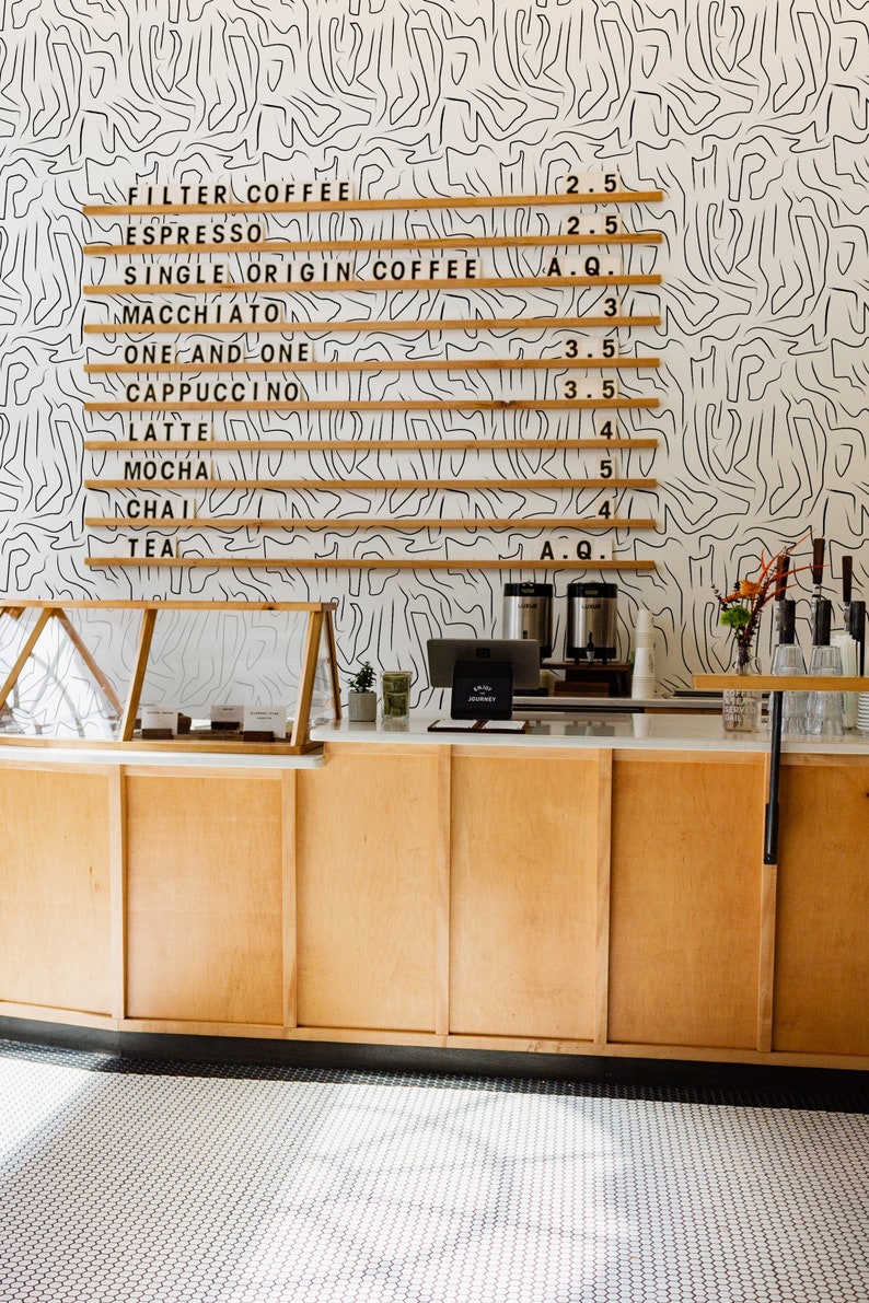 Line Art Peel and Stick Wallpaper / Abstract Line Art Removable ...