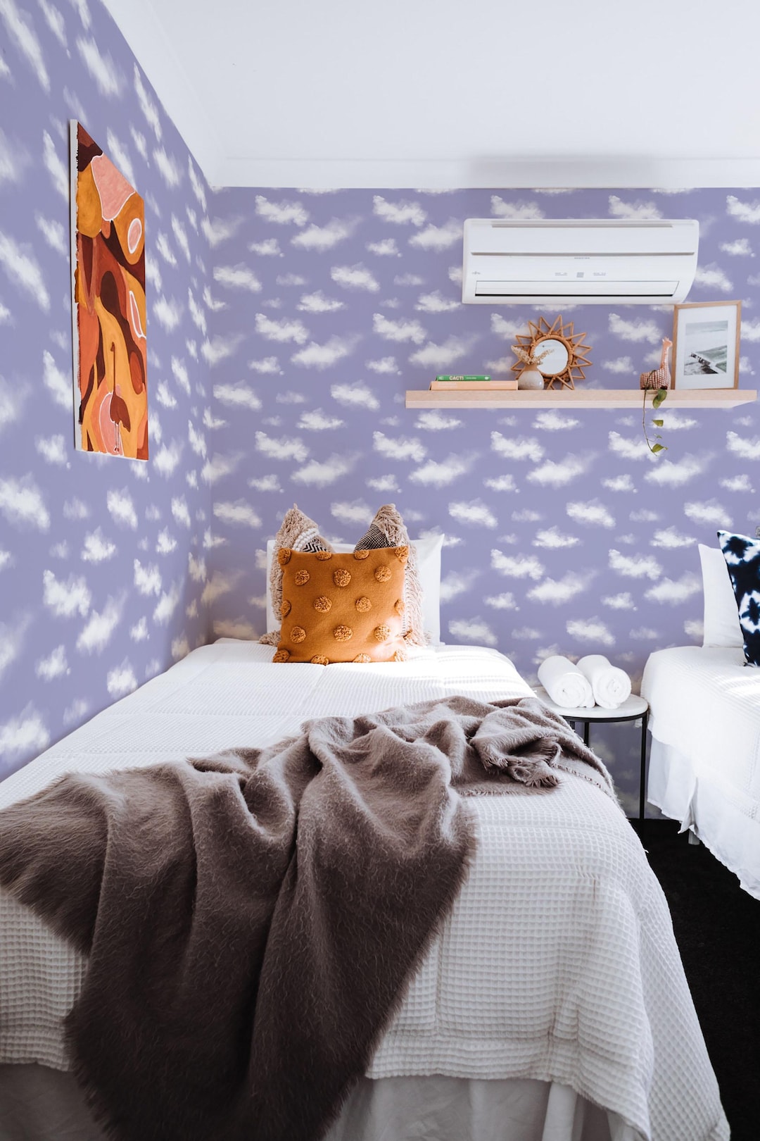 Purple Sky Wallpaper | Clouds Peel and Stick Removable Fabric or Vinyl ...