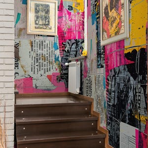 Newspaper Graffiti Collage Peel and Stick Wallpaper / Urban Wall Mural ...