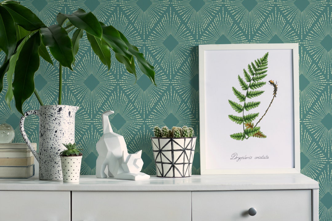 Green Modern Peel and Stick Wallpaper / Geometric Removable Wallpaper ...
