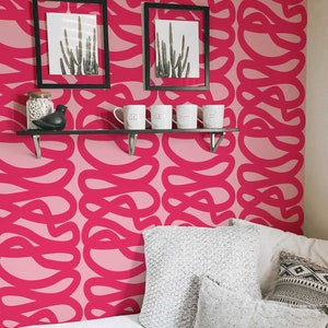 Hot Pink Line Wallpaper - Peel and Stick Wallpaper or Non Pasted ...