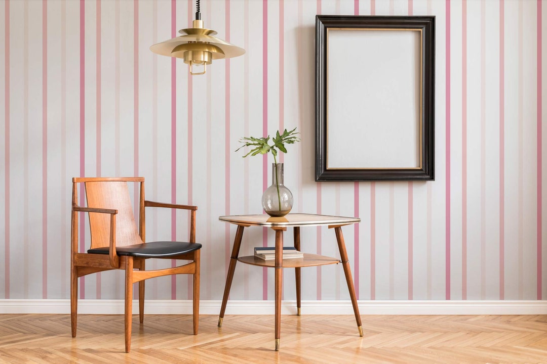 Pink Striped Peel and Stick Wallpaper / Stripe Removable Wallpaper ...