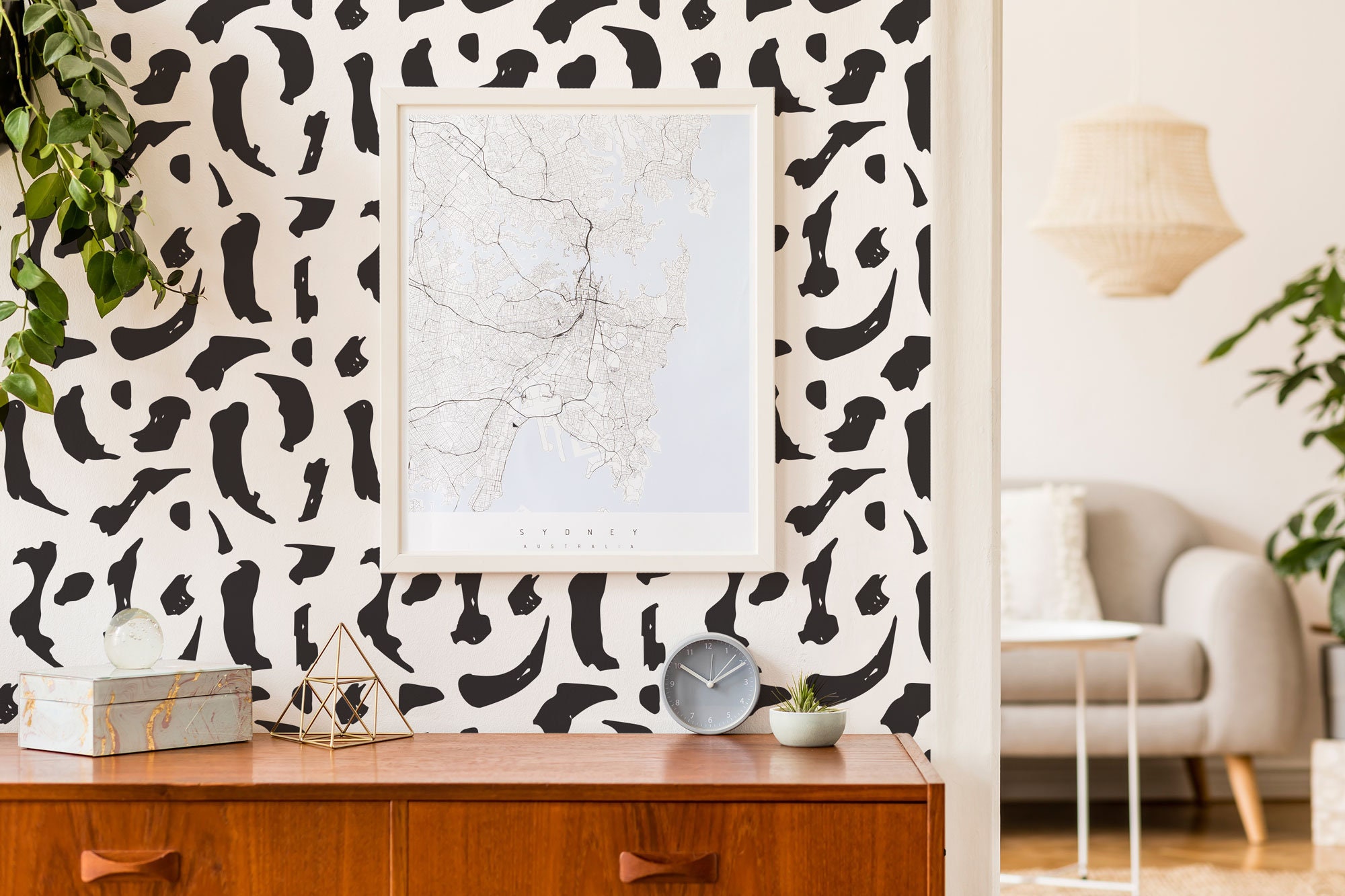 Abstract Peel and Stick Wallpaper / Ink Removable Wallpaper / - Etsy